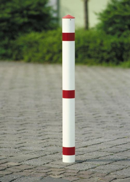 Sperrpfosten aus Alu, rund Durchm. 76 mm, mit 3 roten Ringen ...